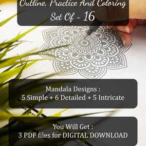 Set of 16 Mandalas for OUTLINE Tracing Coloring Pdf. - Etsy