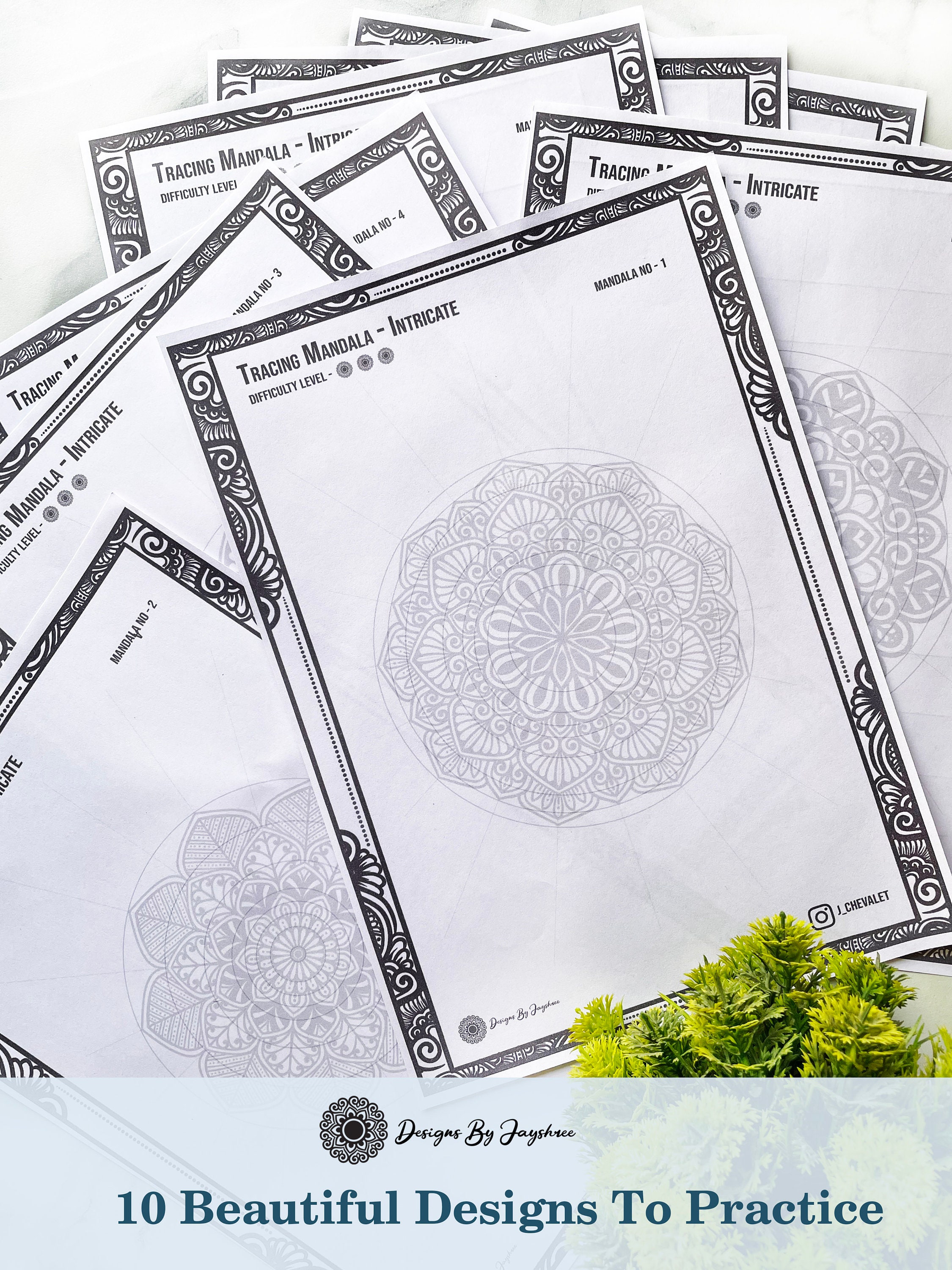 Set of 10 Mandalas for Outline,tracing, Coloring, Pdf Mandala Practice ...