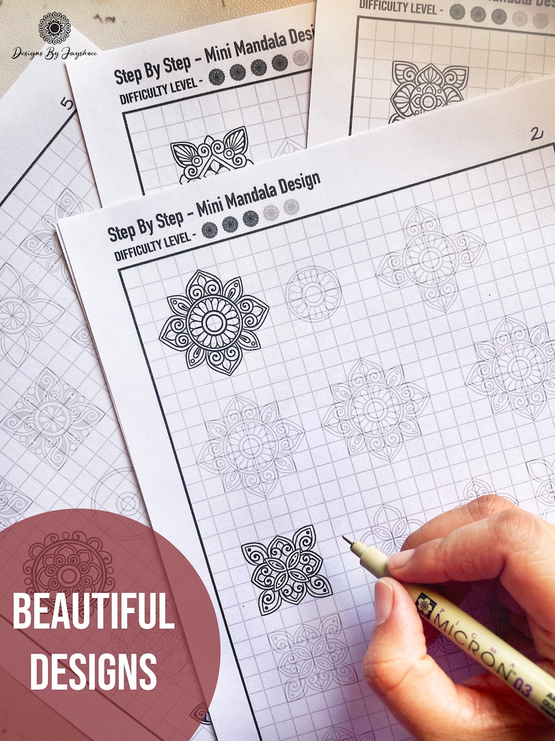 Step by Step Mini Mandala Tracing Sheets- 10 Pages, Mandala Practice Sheets,mandala Digital ...