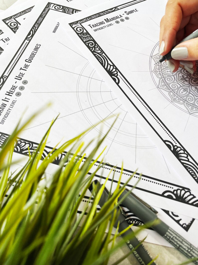 Mandala for OUTLINE and FILL IN Tracing Coloring Pdf. - Etsy