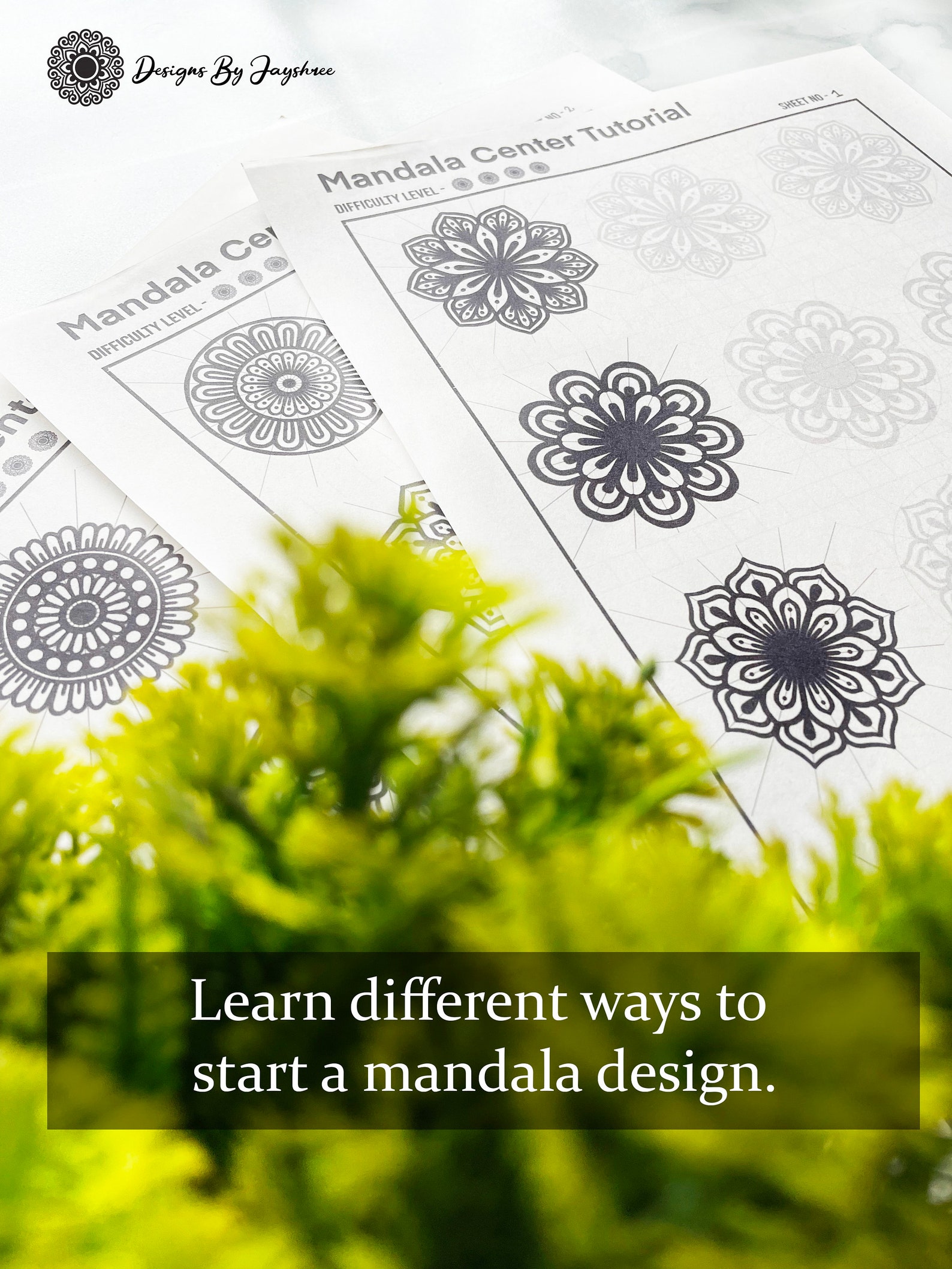 Mandala Pattern Sheets-mandala Center Tutorial Mandala Practice Sheets ...