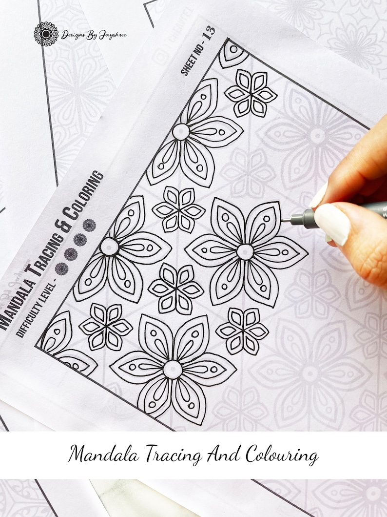 Mandala Pattern Sheets-tracing and Coloring Sheets Mandala Practice ...