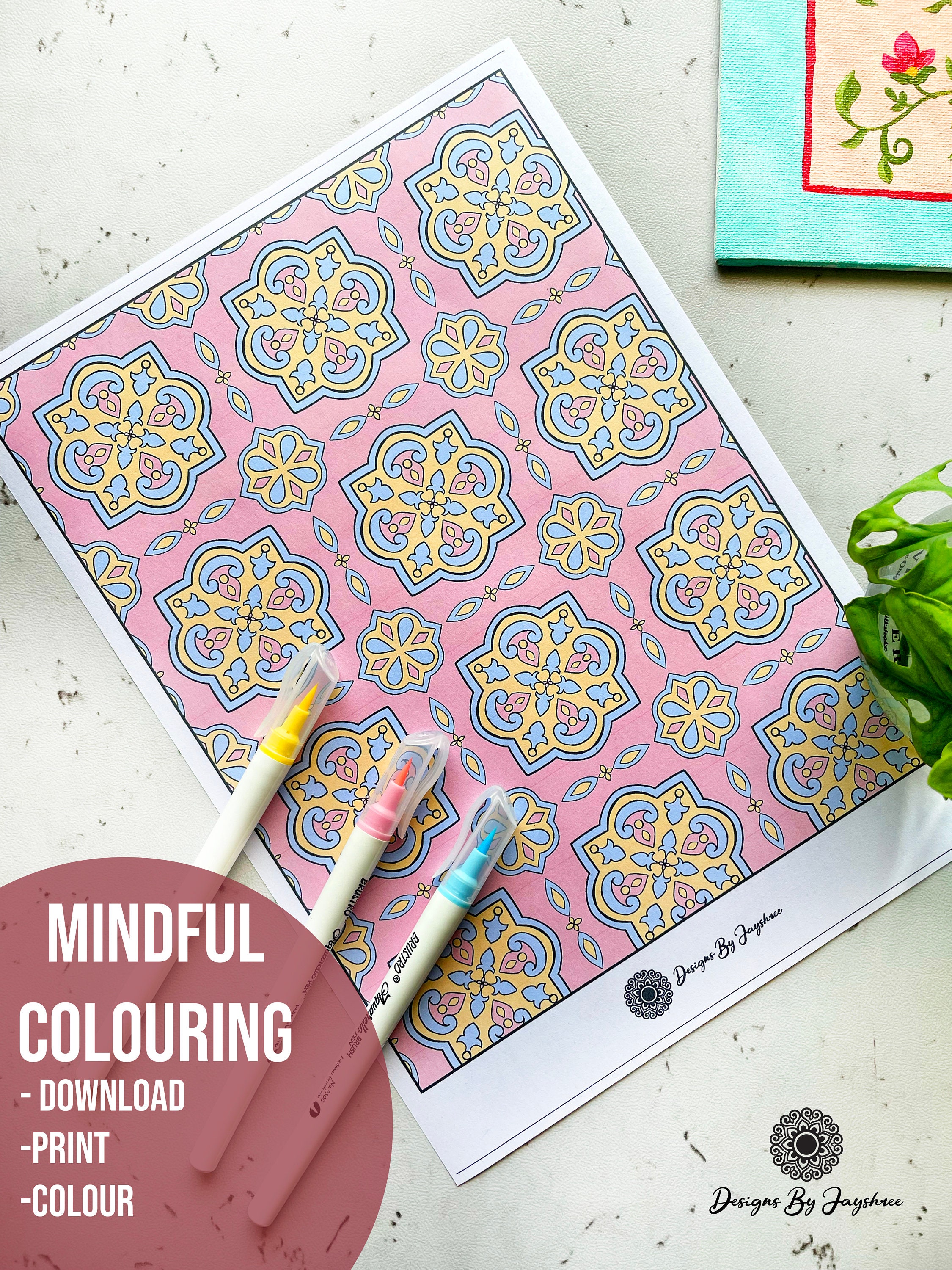 Mandala Tile Tracing and Colouring Pages 20 Pages, Digital Download ...