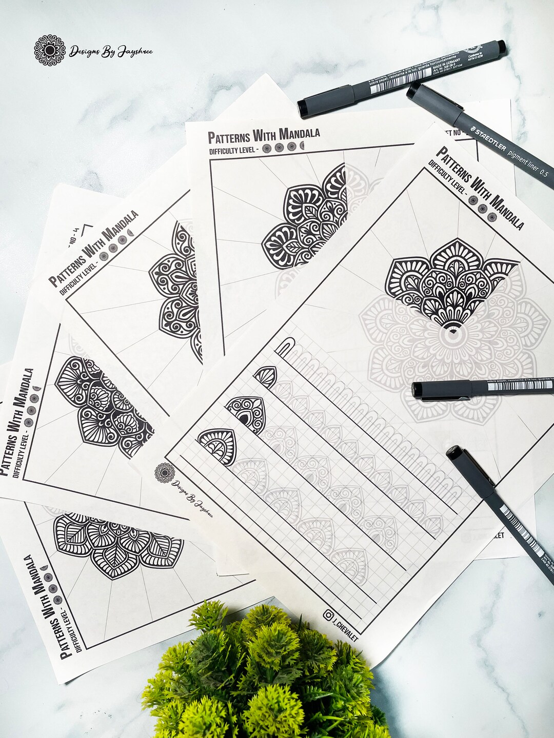 Mandala Pattern Sheets With Mandala BASIC SET OF 5, Mandala Practice ...