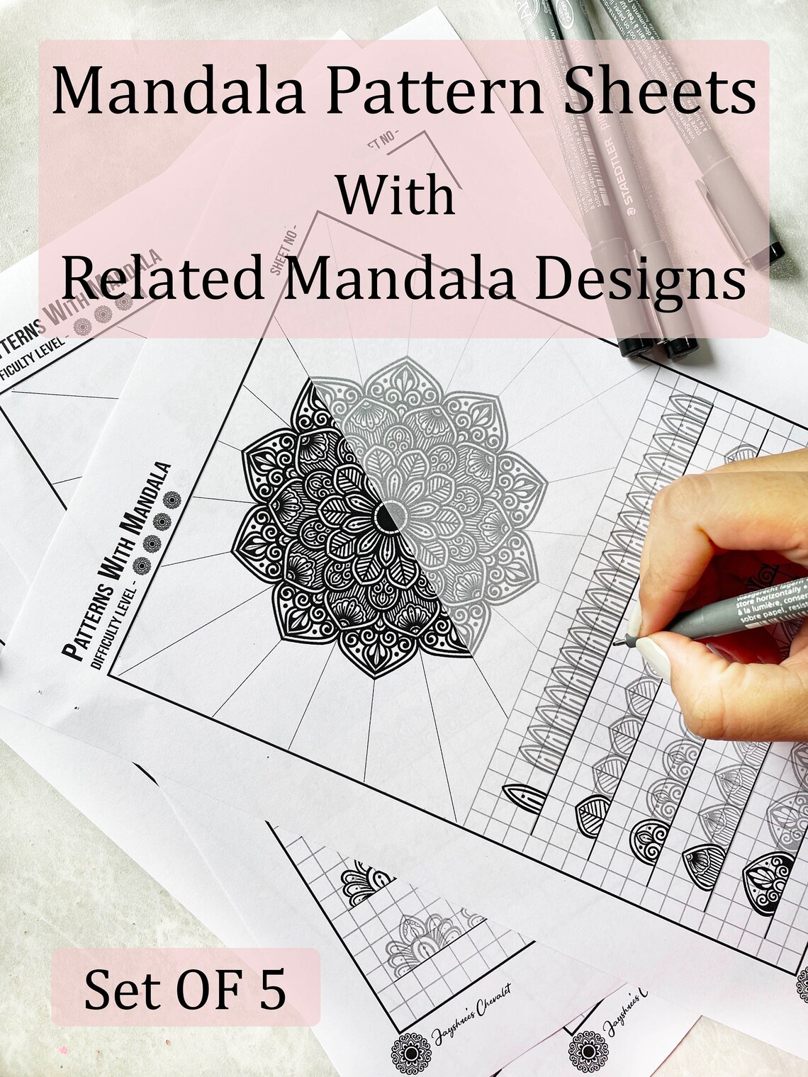 Mandala Pattern Sheets With Mandala BASIC SET OF 5 Mandala - Etsy