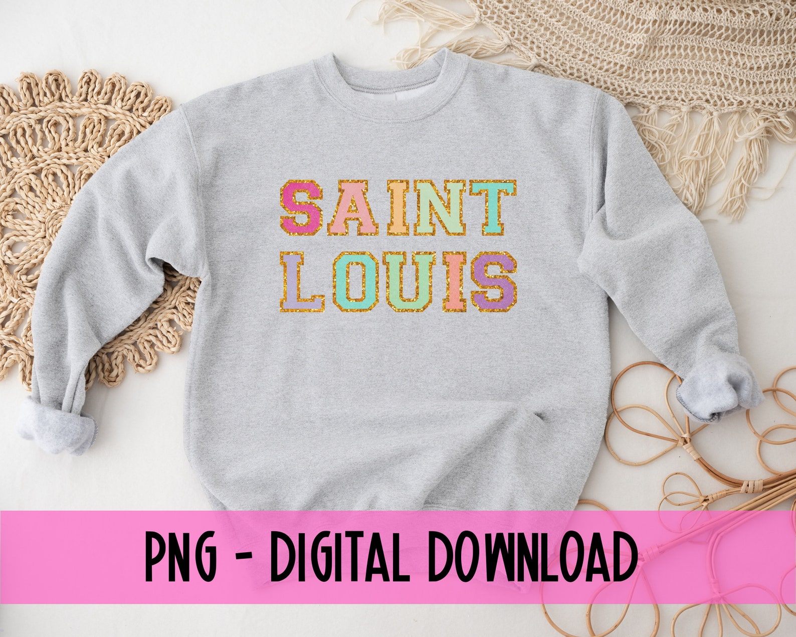 Saint Louis Faux Chenille Letter Patches PNG St Louis PNG - Etsy