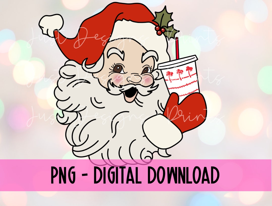 Santa Drink Png, Santa in N Out Cup Png, Christmas Drink Png, Santa Png ...