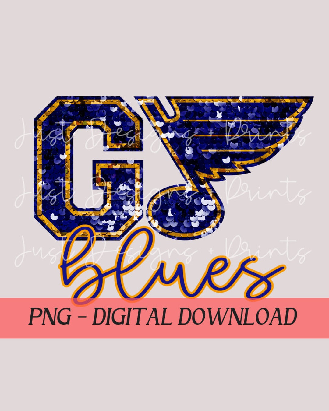 Go Blues Faux Sequin PNG, STL Blues PNG, Sequin Blues - Etsy