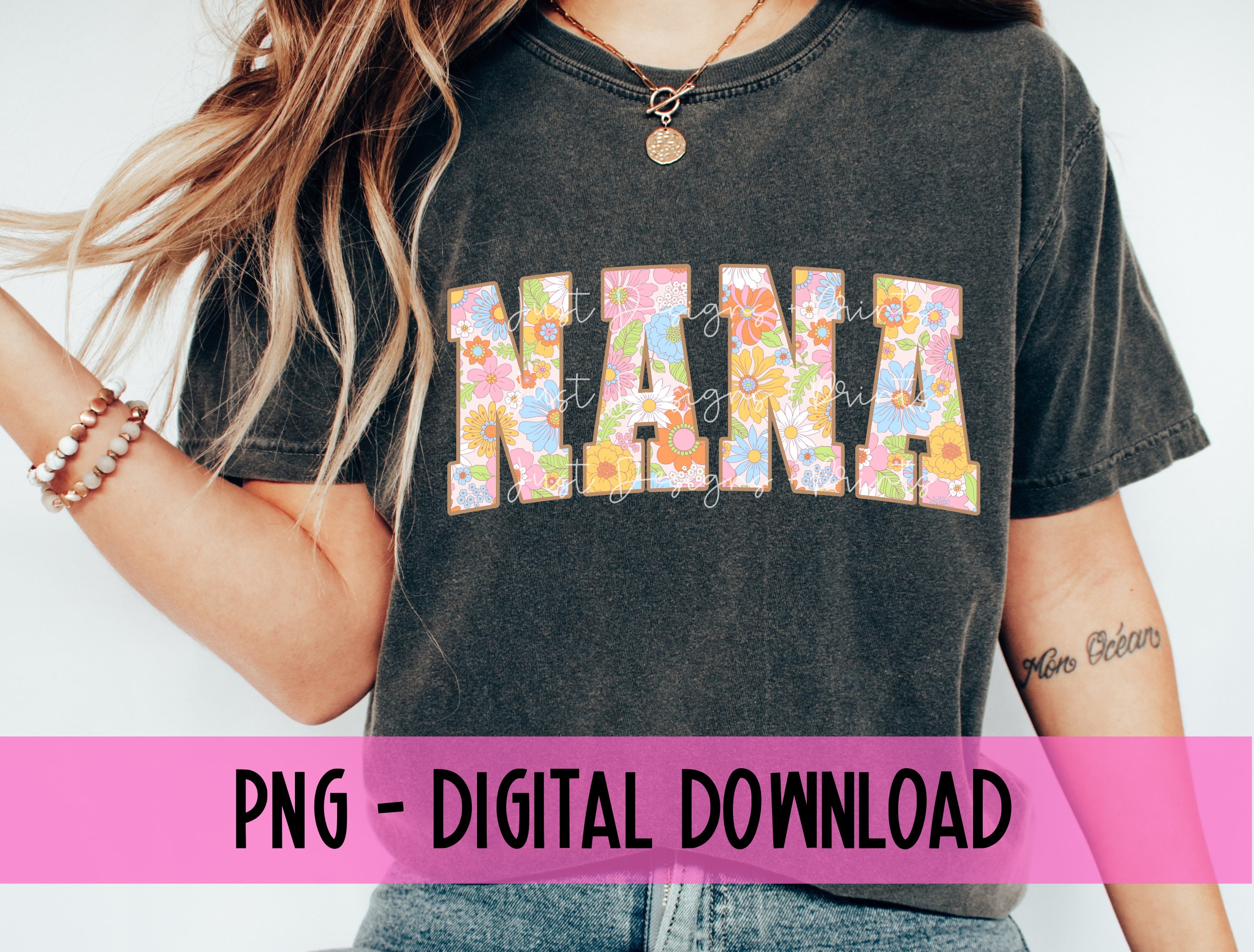 Nana Retro Flower Png Nana Varsity Png Retro Nana Png Nana - Etsy