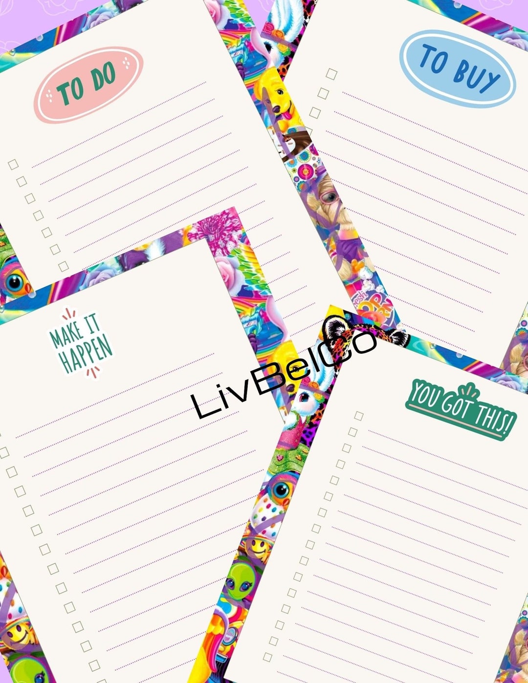 Notes PDF Lisa Frank Theme Pdf Pdf to Do List Organized - Etsy