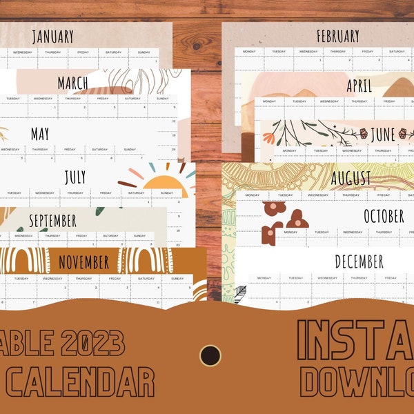 Printable Calendar - Etsy