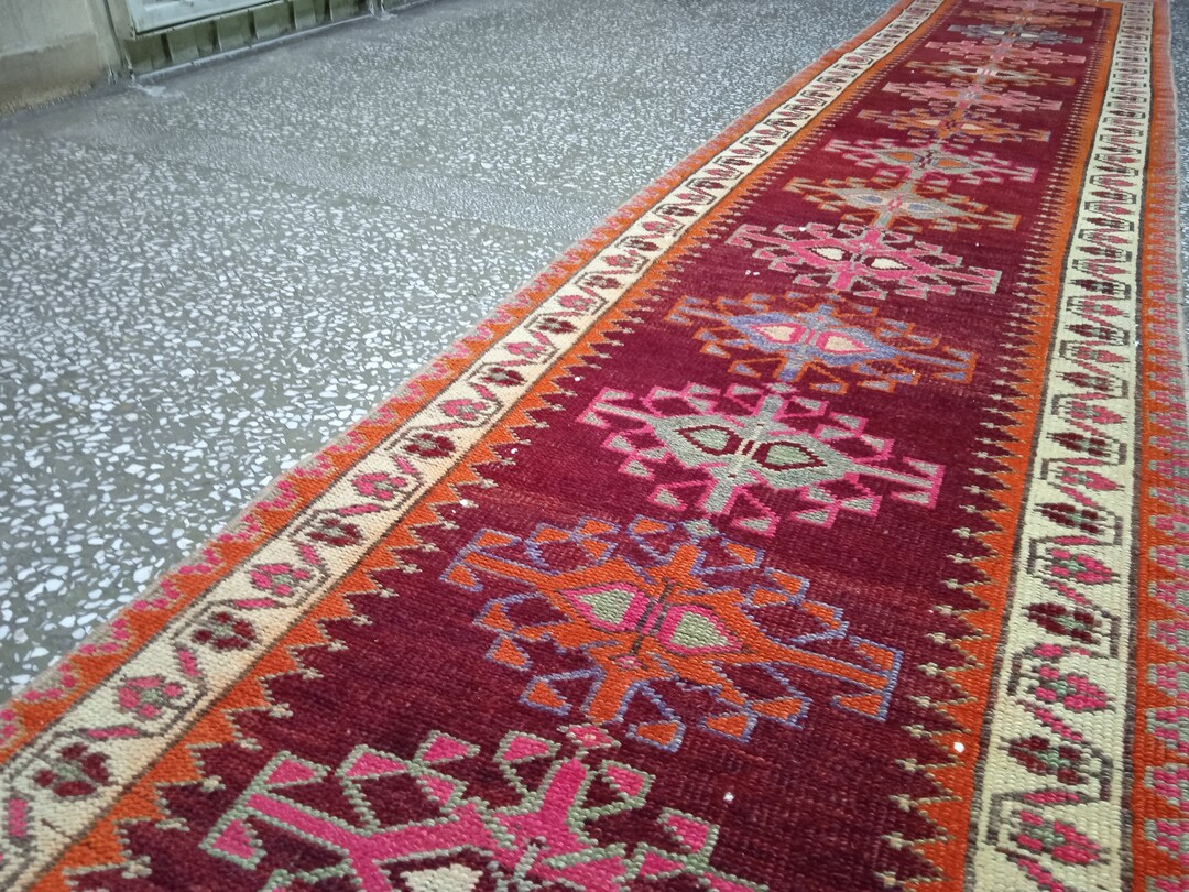 2'X13' Narrow Long Aesthetic Runners for Hallway, Handwoven Red Oushak ...