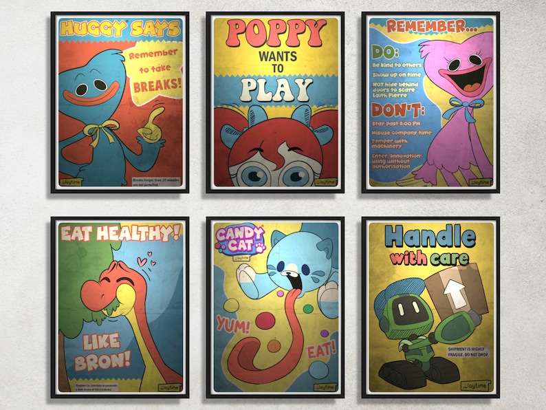 Set of 6 Poppy Playtime Poster Bundle for Bedroom Decor Party - Etsy Canada