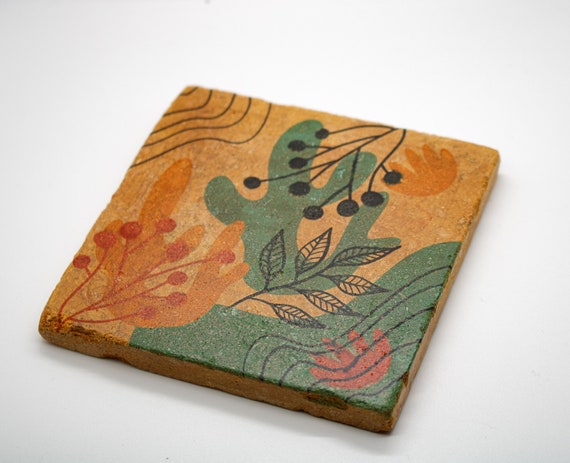 Nostalgic Tile Coasters Ceramic Vintage Style Alphabet Coasters
