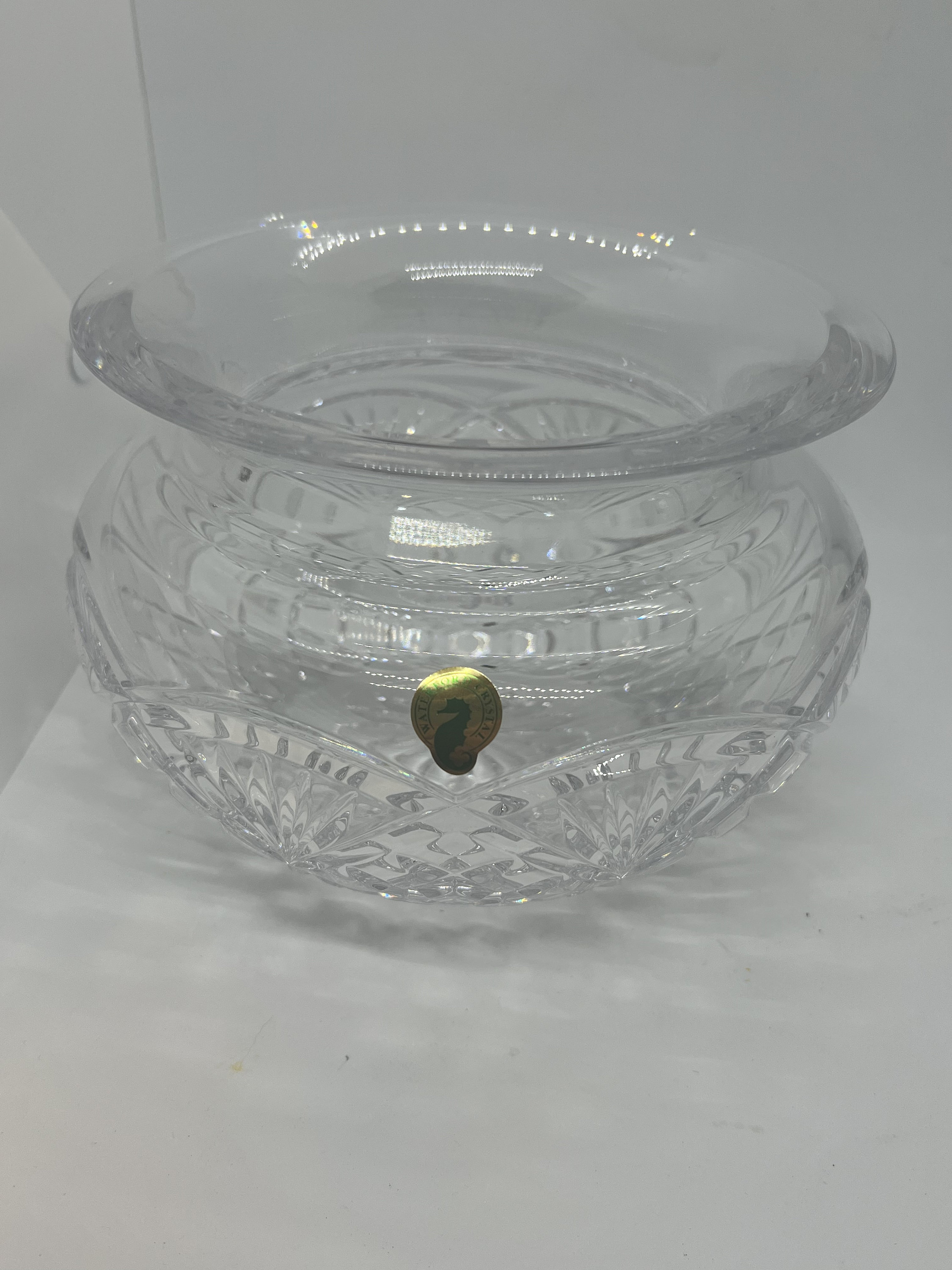 Waterford Crystal Cassel 8 Cross & Fan Cut Bowl W Seahorse Label ...