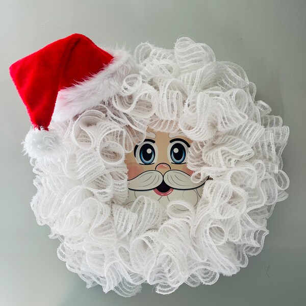 Santa Deco Mesh Wreath - Etsy