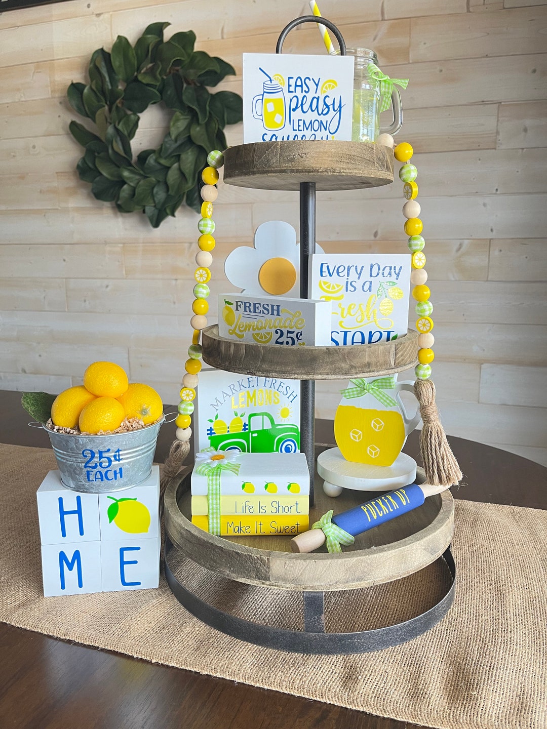 Lemon Tiered Tray Decor | Lemon Decor | Lemonade Tiered Tray | Spring ...