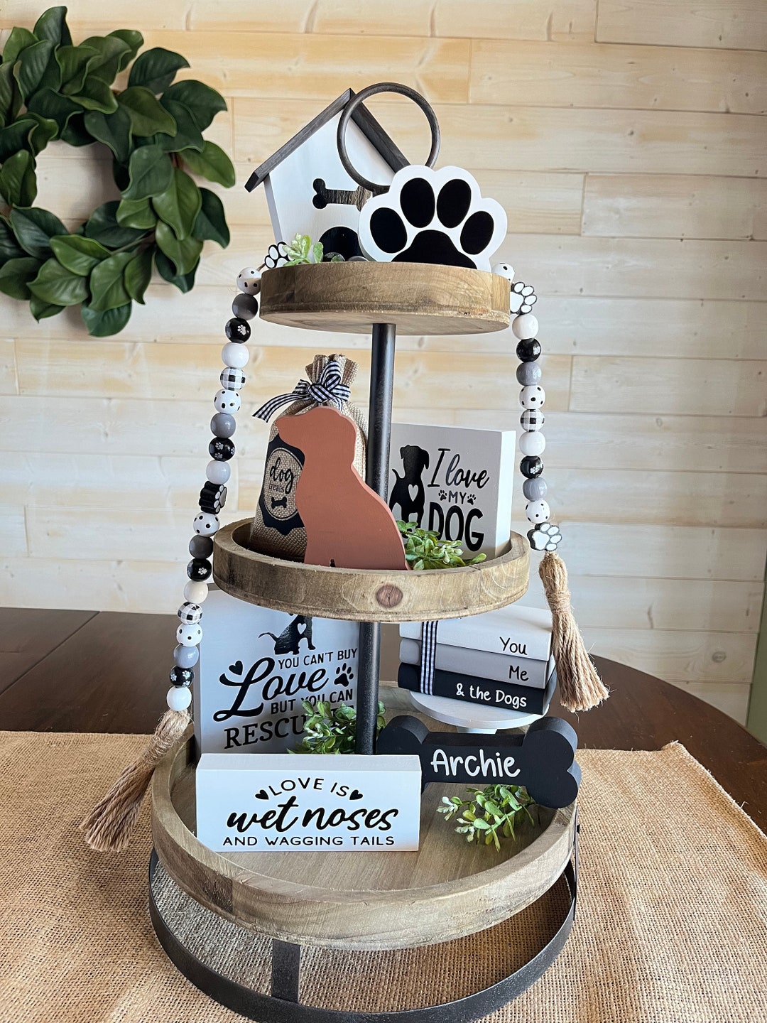 Dog Tiered Tray Decor Dog Decor Dog Lover Gift Dog Mom Gift ...