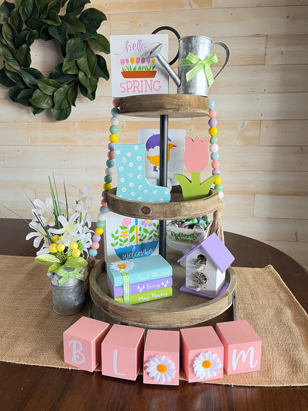 Spring Tiered Tray Decor | Spring Decor | Spring Flowers | April ...