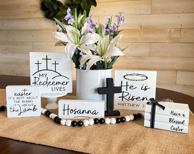 Christian Easter Tiered Tray Decor | Religious Easter | He is Risen ...