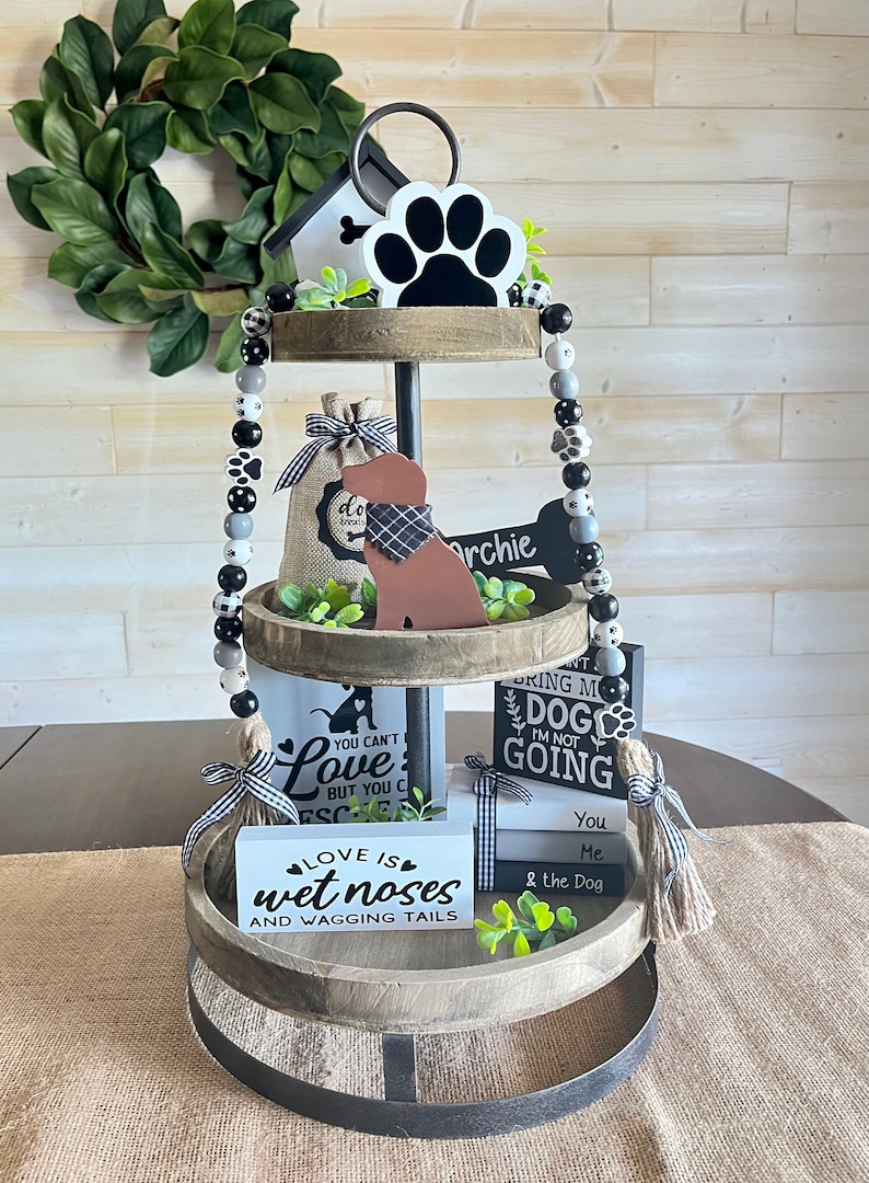 Dog Tiered Tray Decor Dog Decor Dog Lover Gift Dog Mama - Etsy