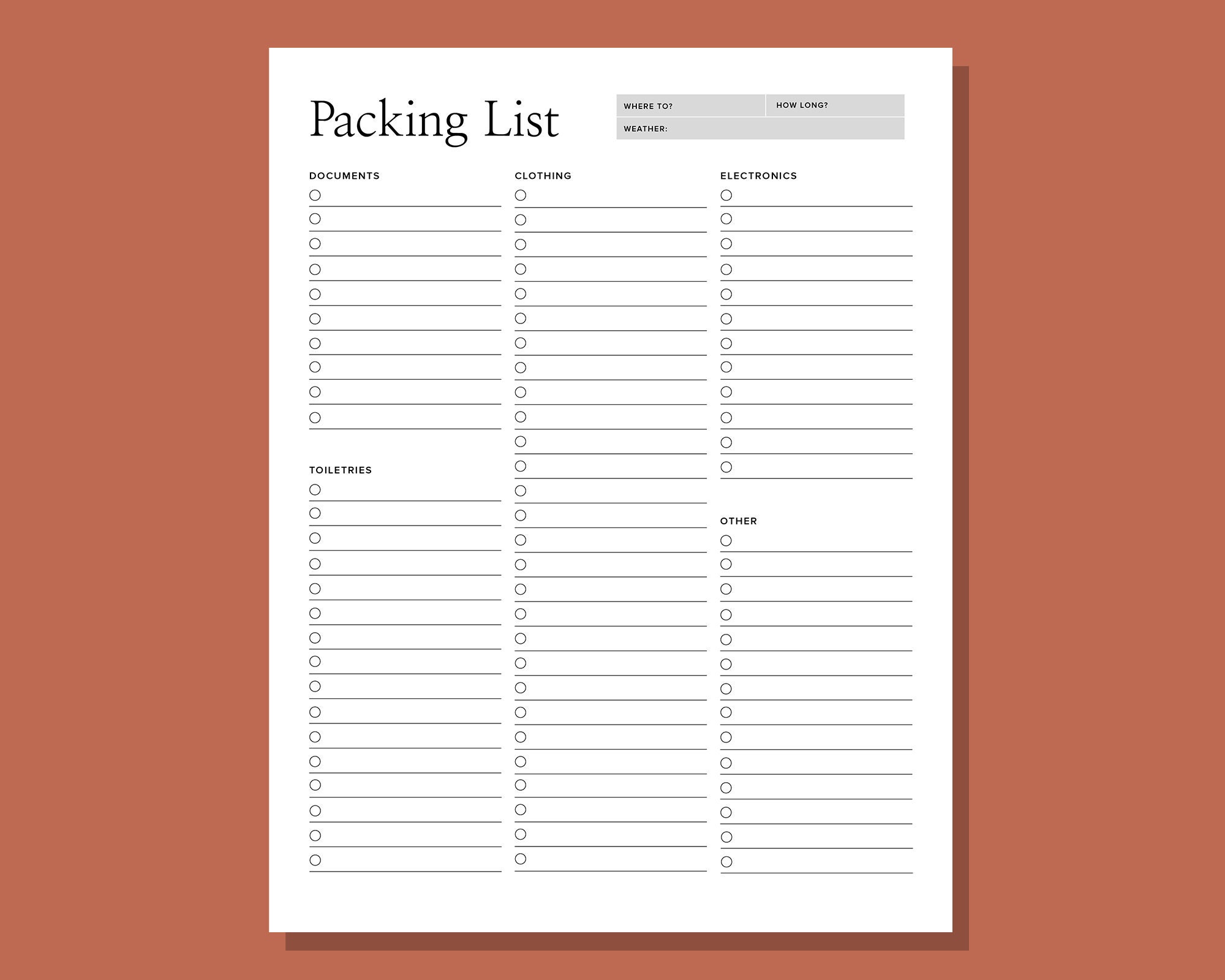 Packing List Printable - Etsy
