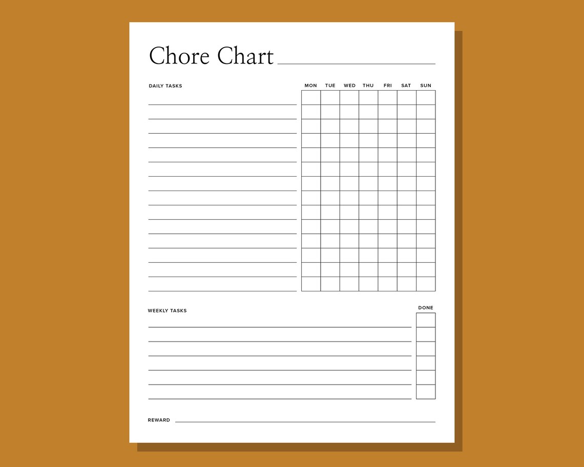 Chore Chart - Printable - Etsy