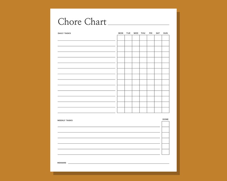 Chore Chart - Printable - Etsy