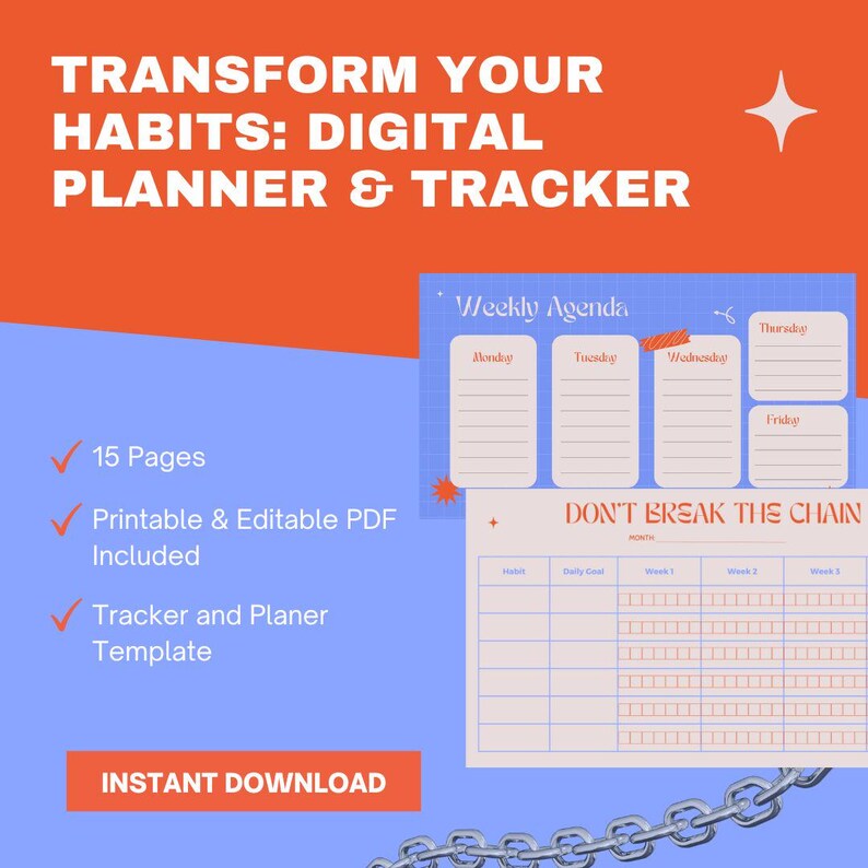 Don't Break the Chain Habit Tracker | Digital Habit Planner & Ebook - Etsy