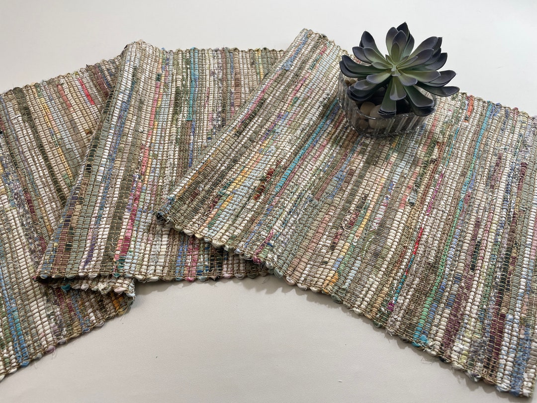 WIDE Ivory Table Runners, Handwoven Runners, Ivory Cotton Upcycled, Eco ...