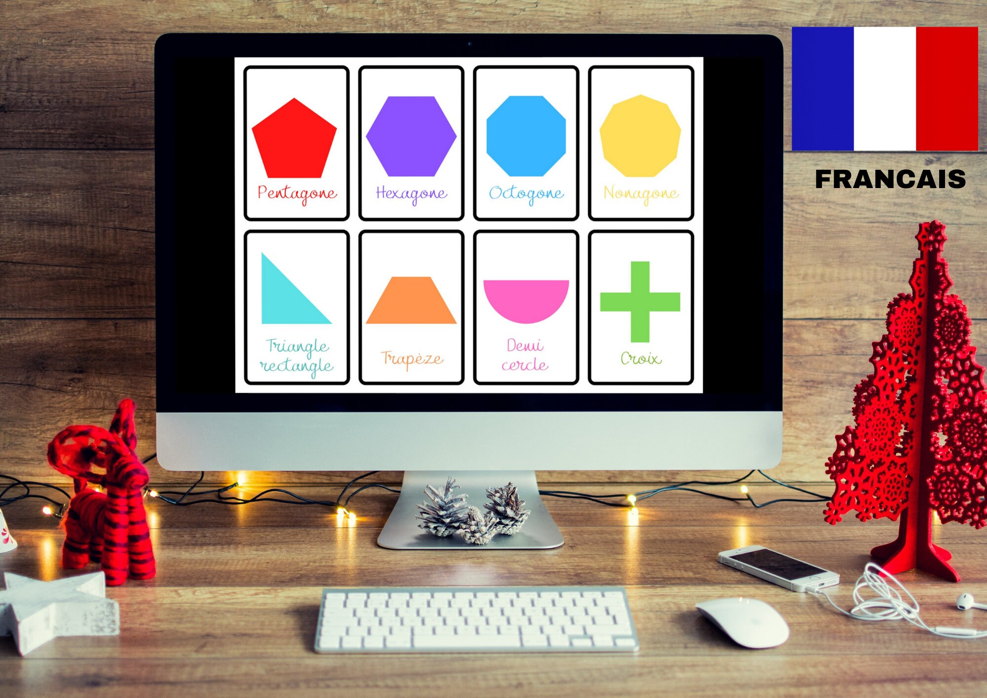 16 Formes Géométriques Français / Cartes Dimage Pour Enfants - Etsy