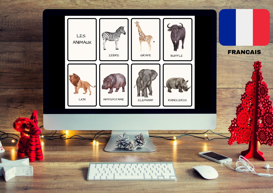 72 tarjetas de animales imprimibles en francés, PDF, archivo digital ...