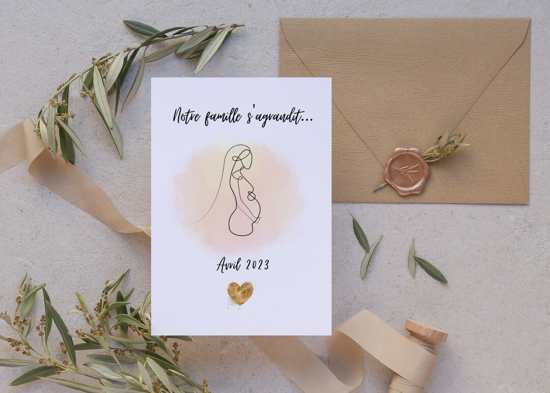 Pregnancy Announcement Card - Baby Birth Date - Personalized Card ...
