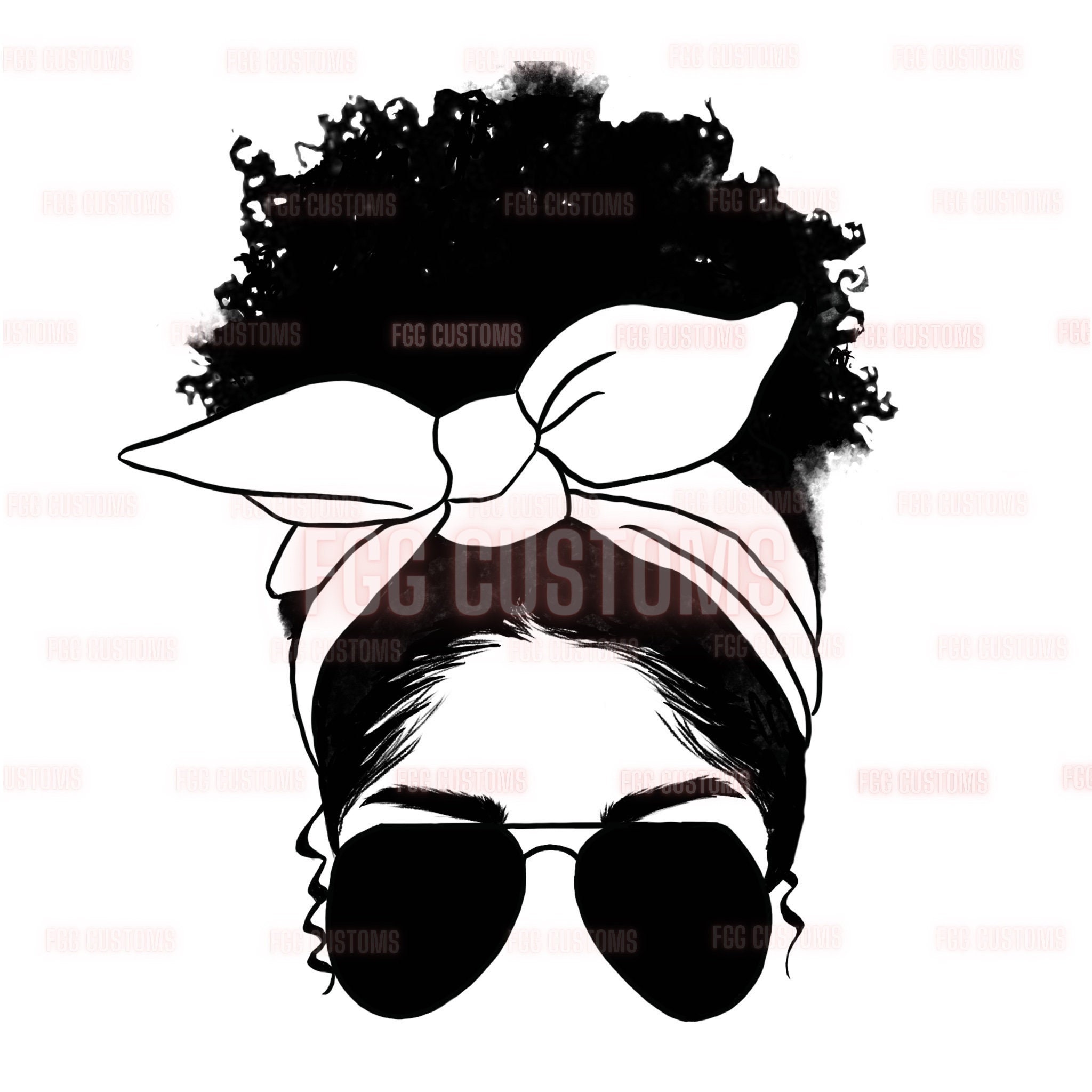 Black Girl Messy Bun Svg Customizable Plain Etsy