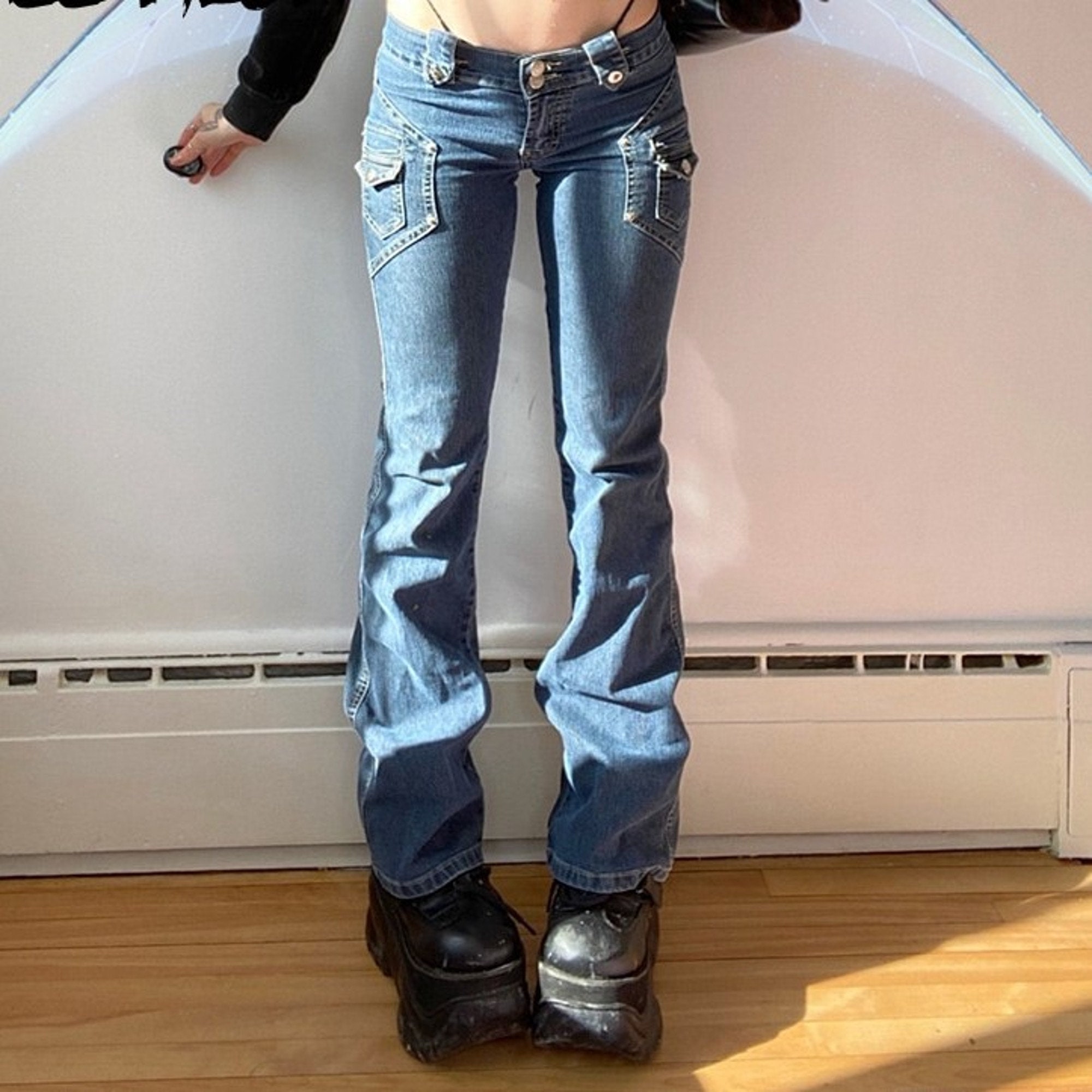 TRUE RELIGION Rare Vintage Y2K 60's Vibes Groovy Yellow Bootcut Flare ...
