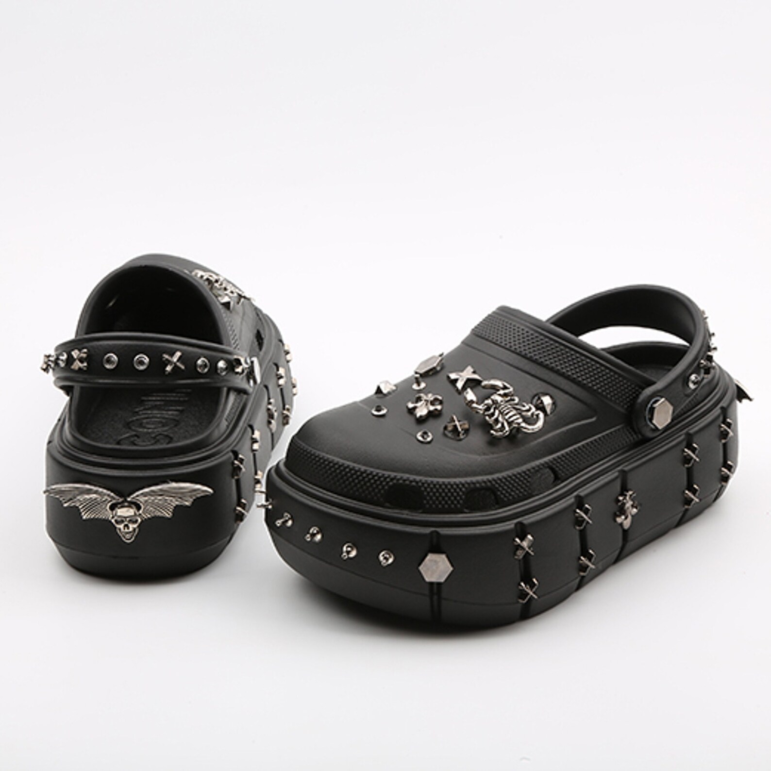 Punk Aesthetic Metal Decor Platform Clogs - Etsy Canada