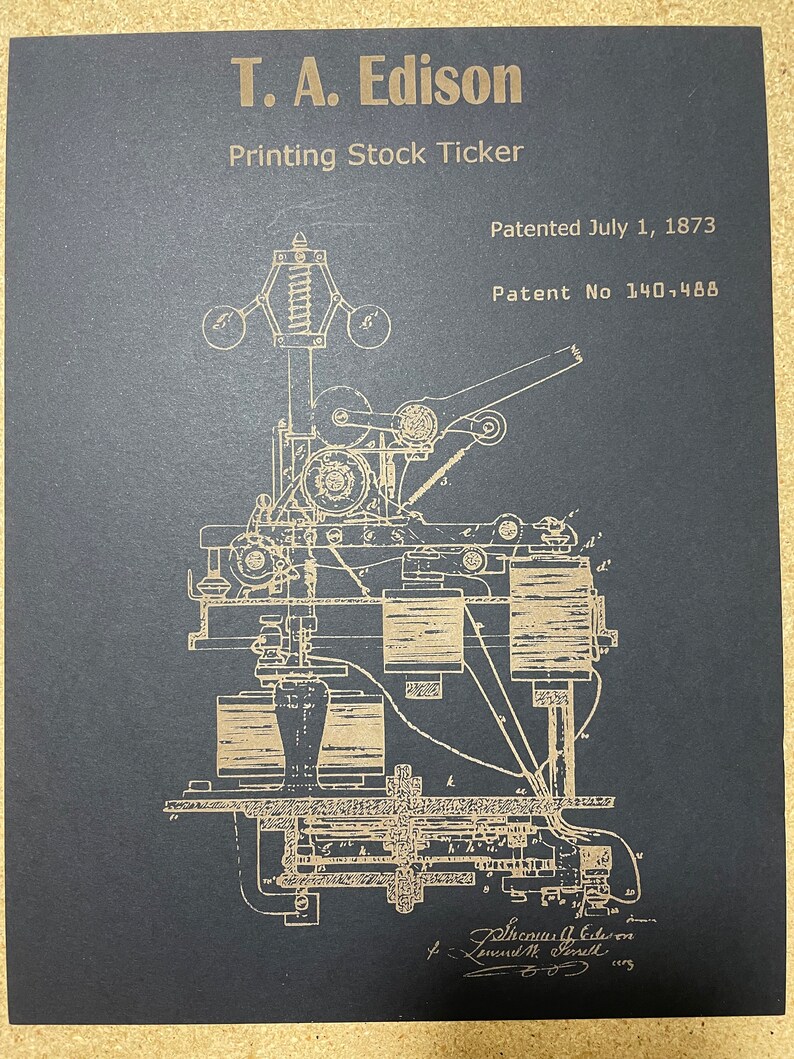 Thomas Edison Stock Ticker Patent Art - Etsy