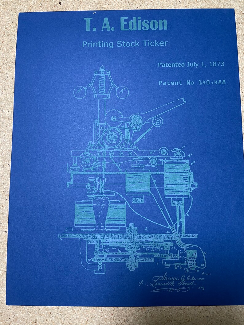 Thomas Edison Stock Ticker Patent Art - Etsy