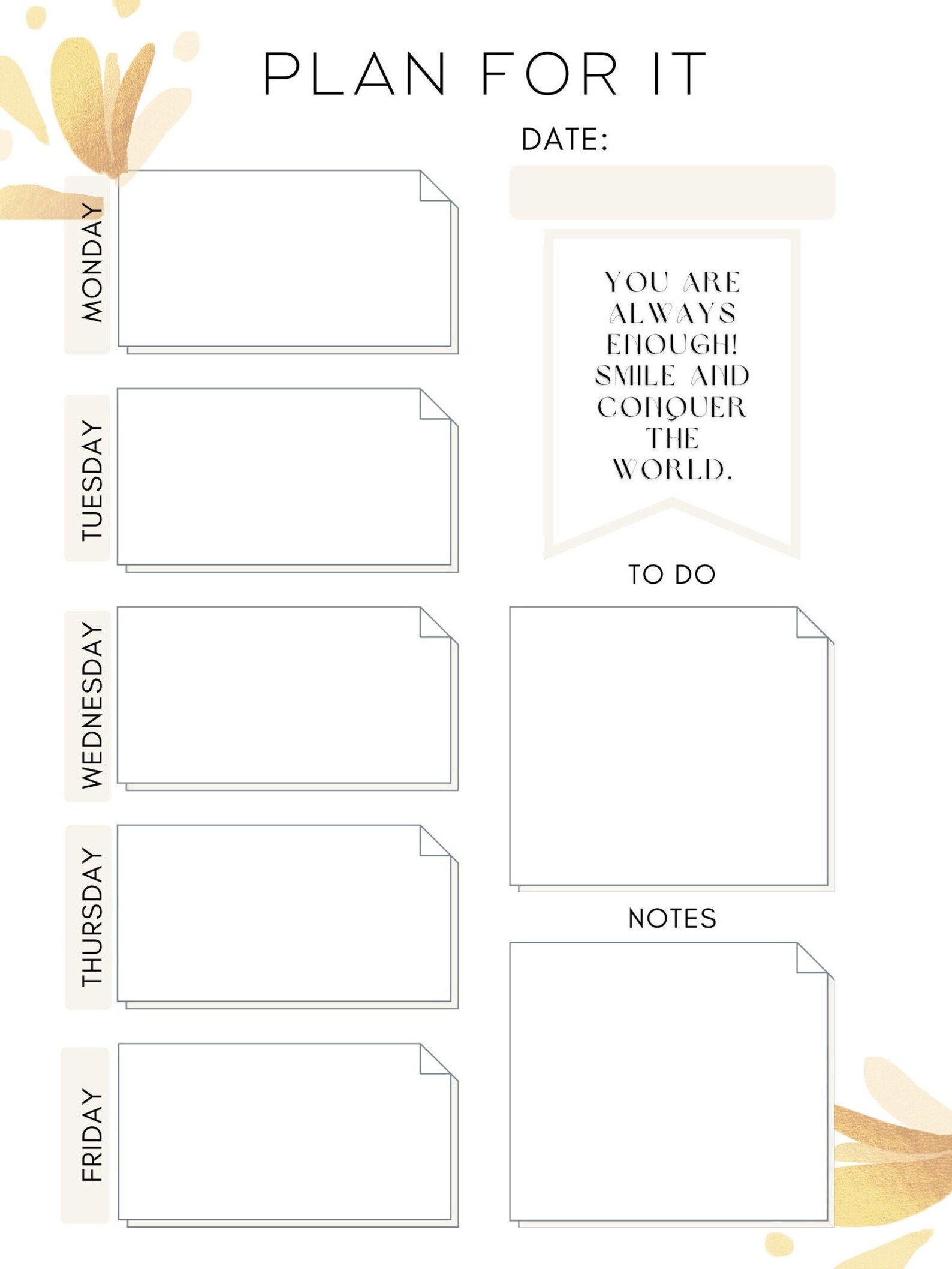 PRINTABLE Weekly Planning Page, Yellow Floral Themed Planning Page - Etsy