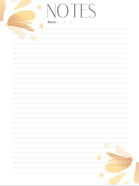 PRINTABLE Floral Notes Page DIY Note Pad - Etsy