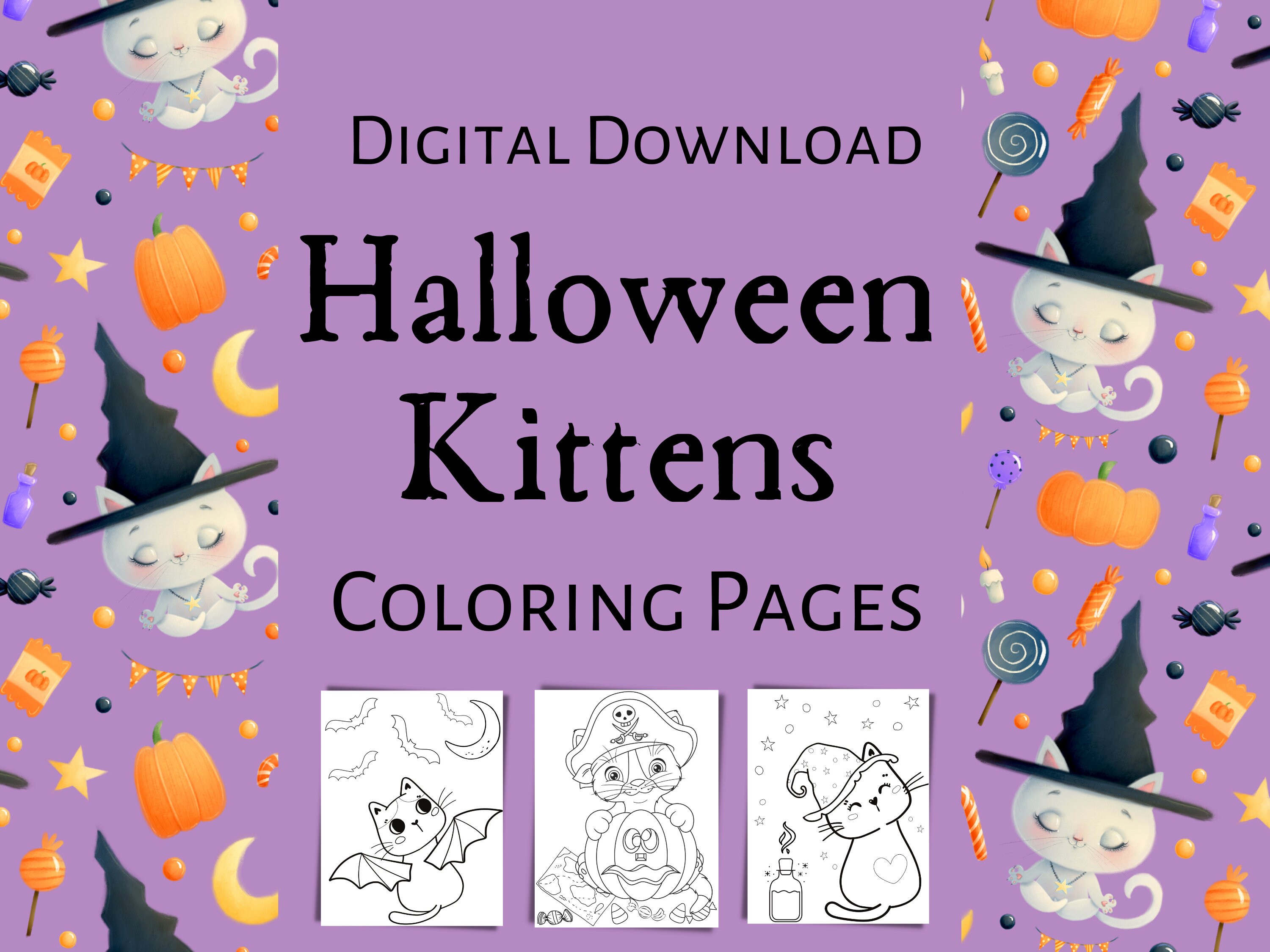 Halloween Kitten Coloring Pages, Cat Coloring Pages, Printable Pages ...