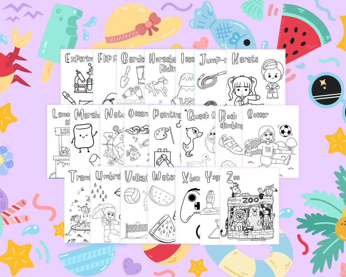 Printable Summer Alphabet Coloring Pages Worksheets 26 Pages Preschool ...