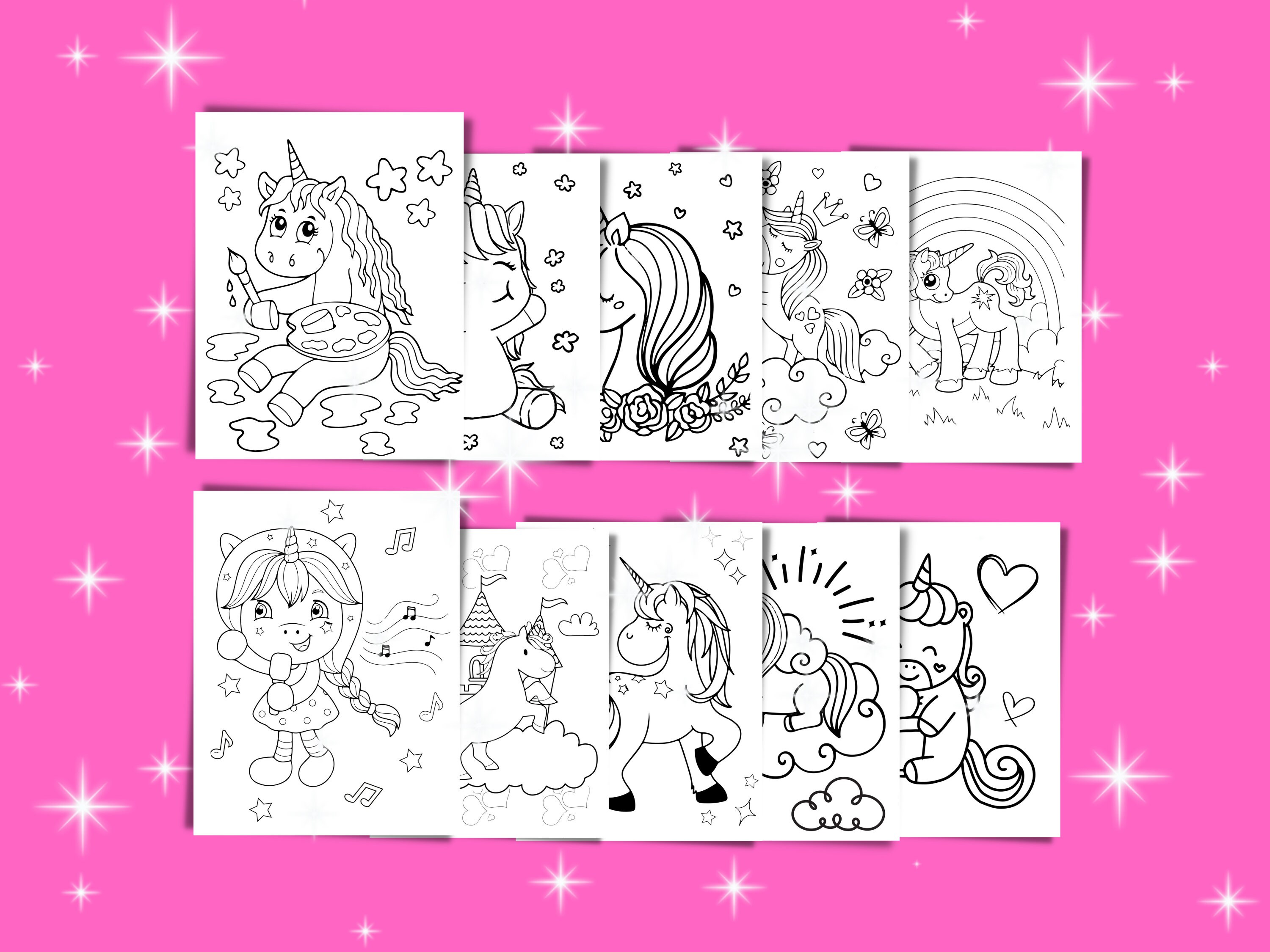 Unicorn Coloring Pages for Kids Preschool Kindergarten - Etsy