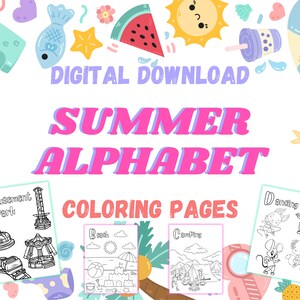 Printable Summer Alphabet Coloring Pages Worksheets 26 Pages Preschool ...
