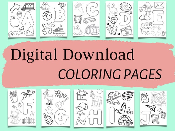 Printable Alphabet Coloring Pages Worksheets 26 Pages - Etsy