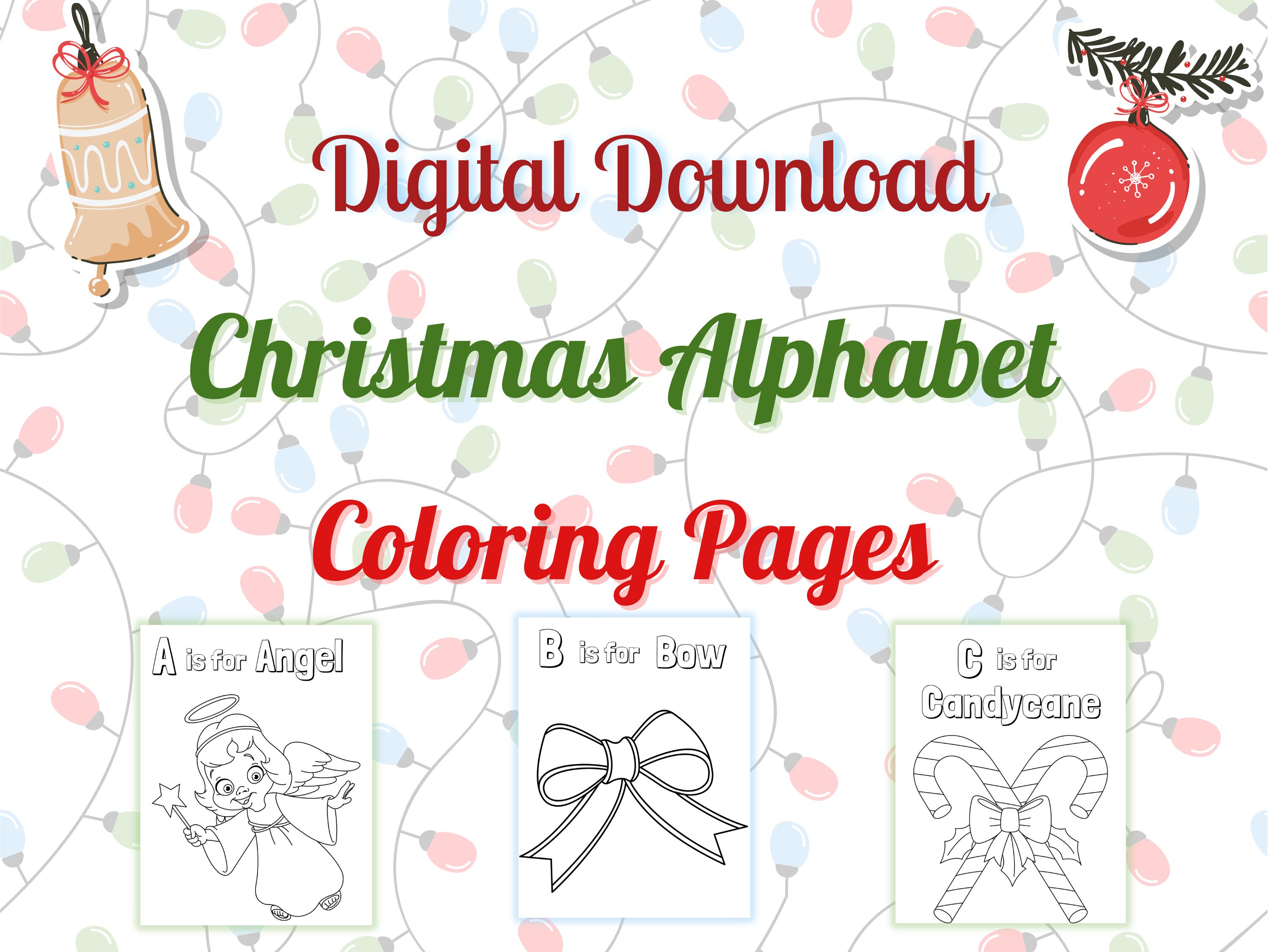 Christmas Printable Alphabet ABC Coloring Pages Worksheets 26 Pages ...