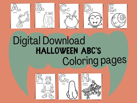 Halloween Alphabet Coloring ABC Pages for Kids Preschool - Etsy