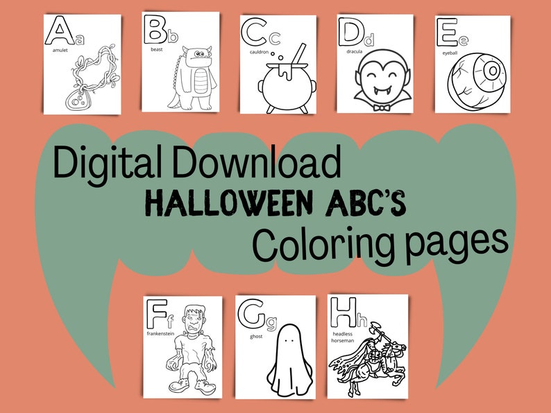 Halloween Alphabet Coloring ABC Pages for Kids Preschool - Etsy