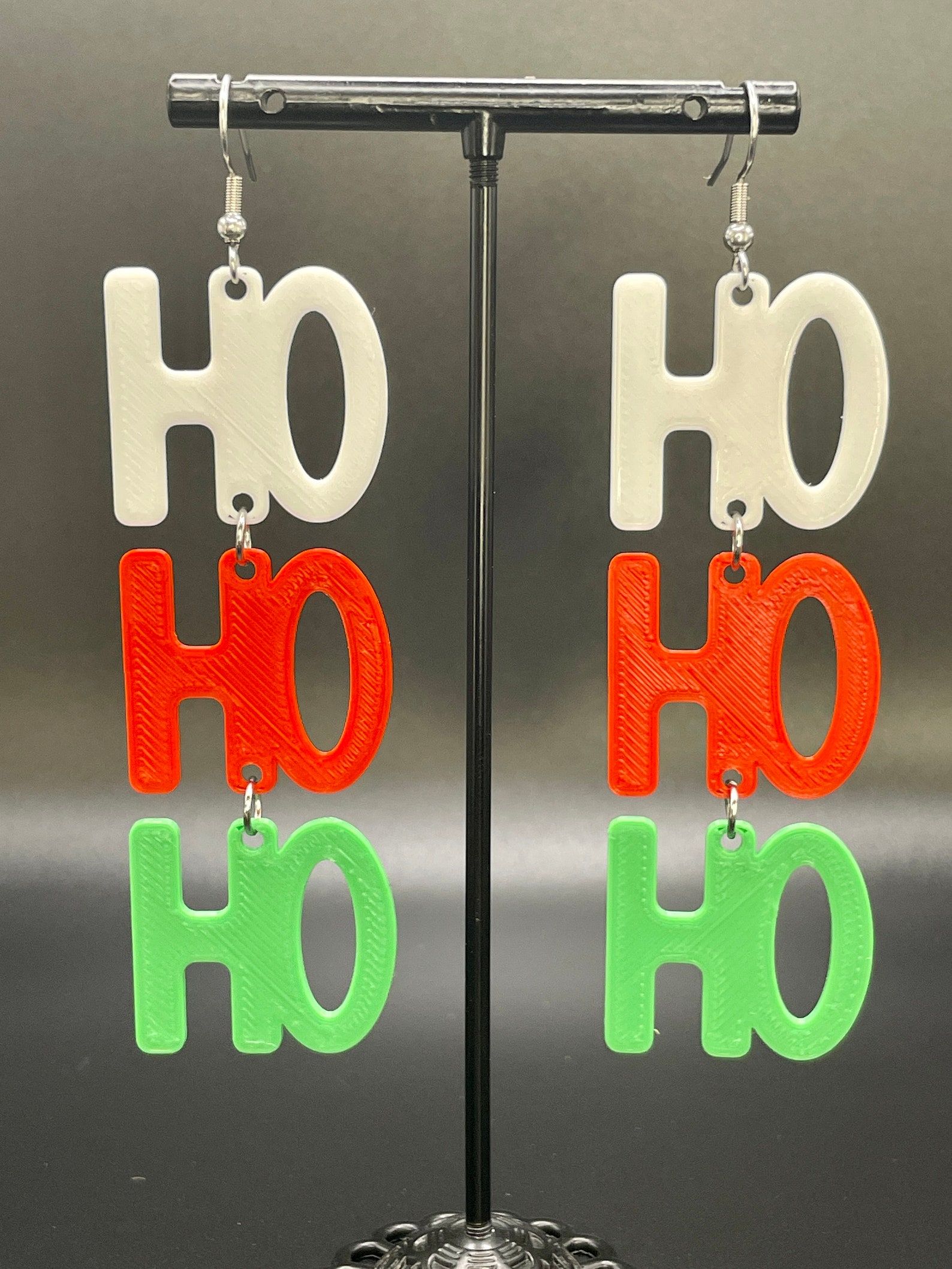 3D Printed Ho Ho Ho Earrings - Etsy