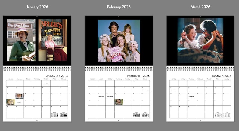 Vintage TV Westerns Little House on the Prairie 2026 Wall Calendar 8 .5 ...